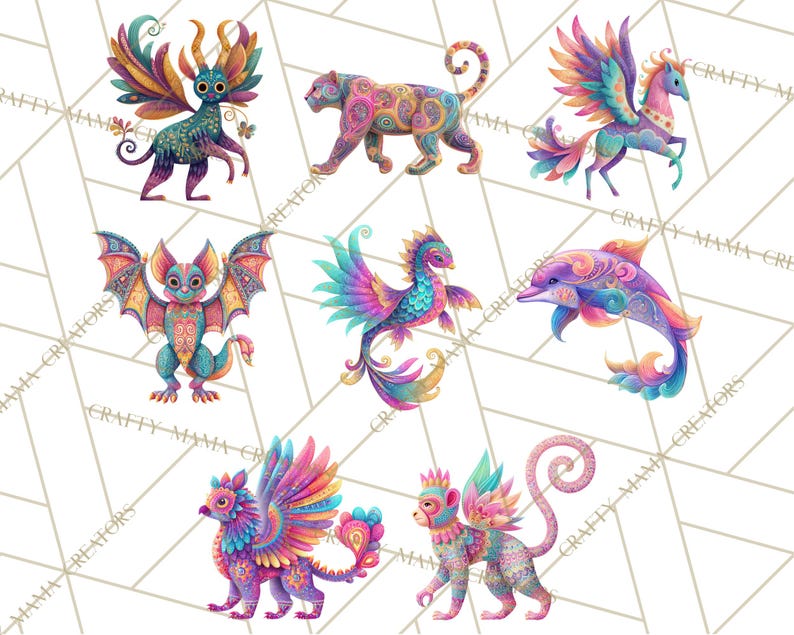 56 Png, Vibrant Alebrije Dreamers Clipart PNG, Mexican Folk Art Fantasy ...