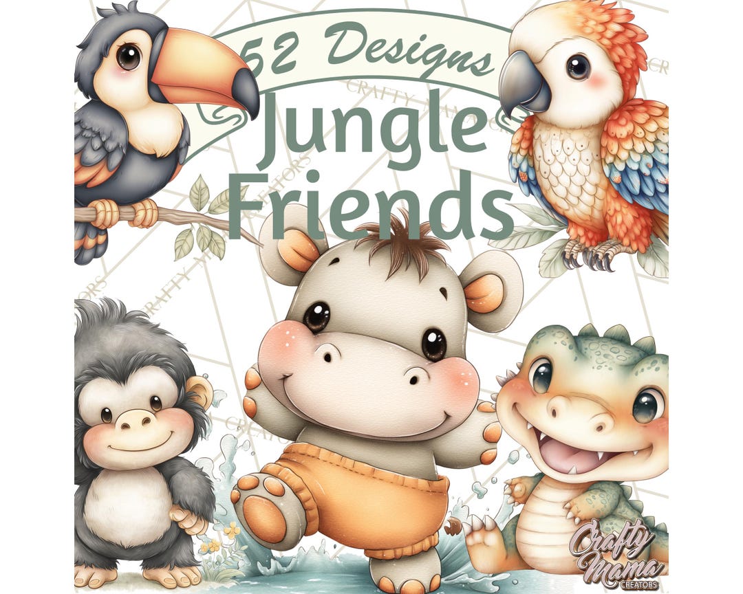 52 Png, Jungle Animals PNG Clipart, Safari Friends Clip Art, Tropical ...