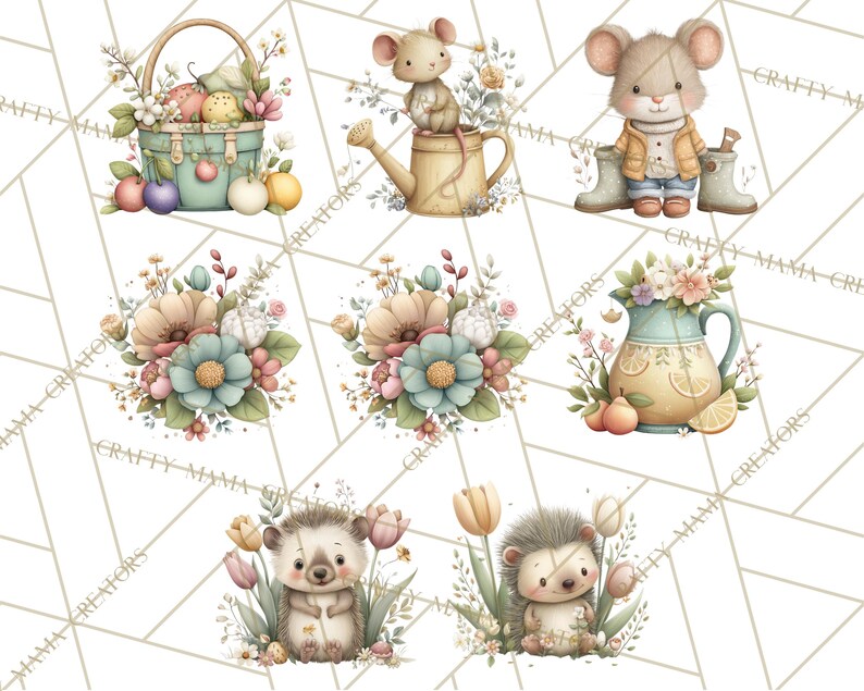 52 Png, Garden Friends Clipart, Spring Animals Clip Art PNG, Cute Bunny ...