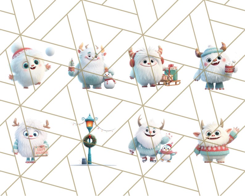 Holiday Yeti Village PNG Clipart, Cute Winter Yeti Characters and ...