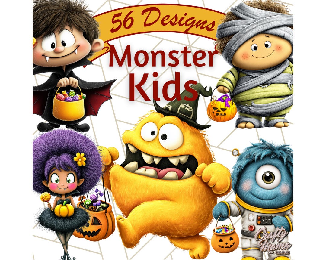 Monster Kids Clipart PNG, Cute Halloween Kids Art, Spooky Child ...