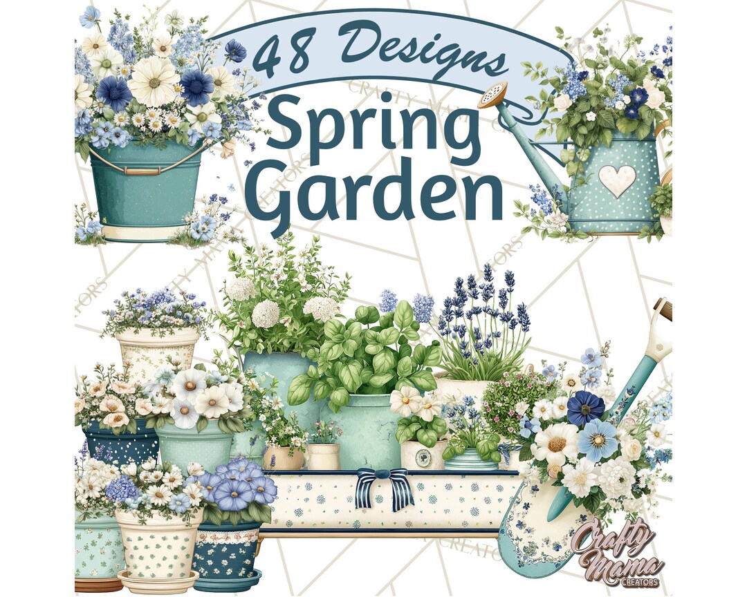 48 Png, Spring Garden Clipart, Watering Cans, Flower Pots, Gardening ...