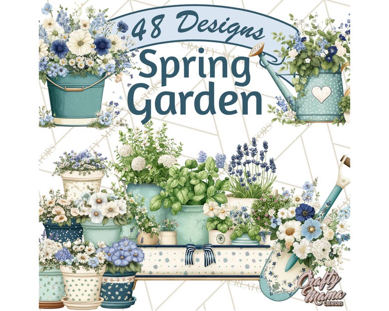 48 Png, Spring Garden Clipart, Watering Cans, Flower Pots, Gardening ...
