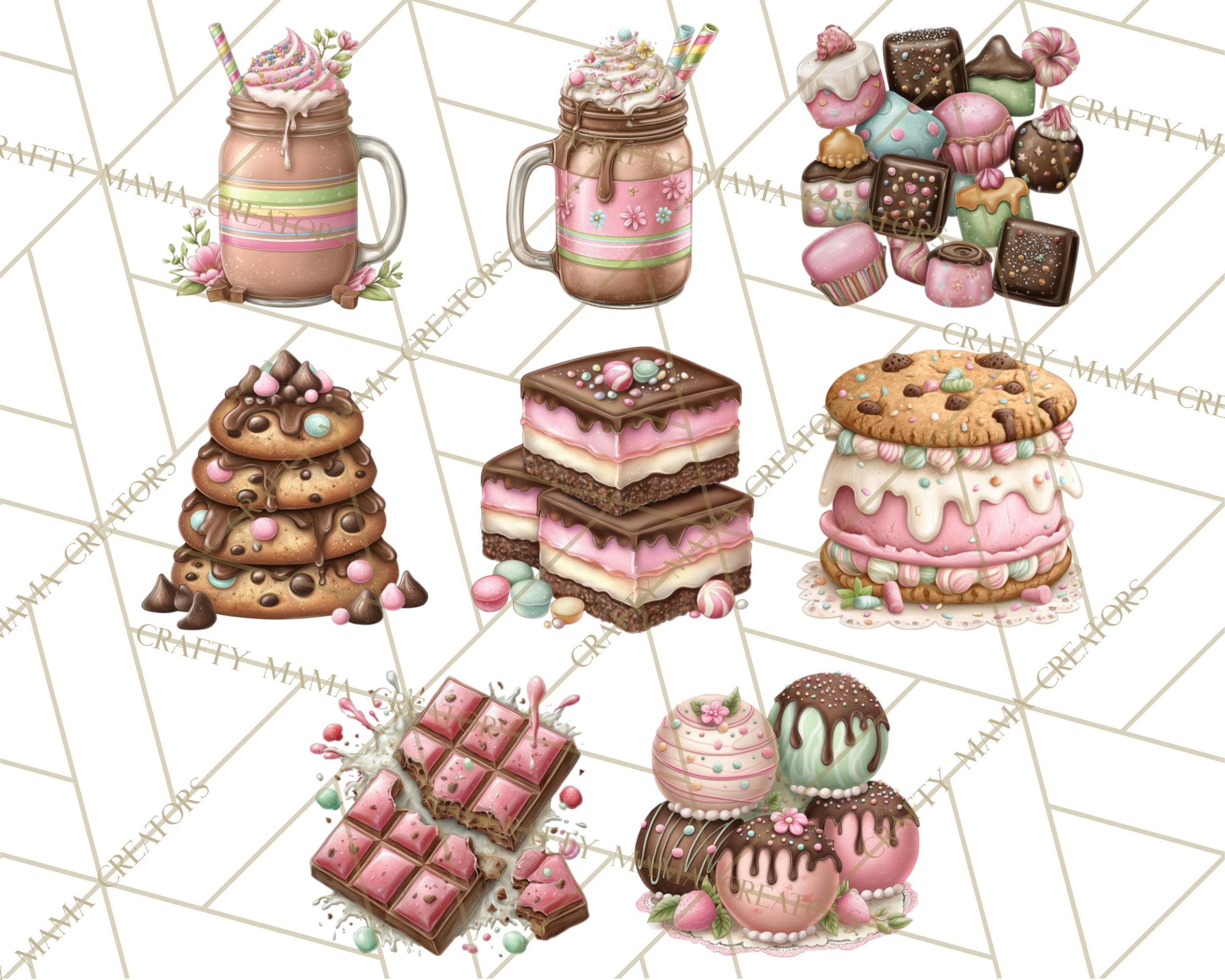 Milk and Cookies Clipart, Candy and Chocolate Clipart, Bakery Sweets ...