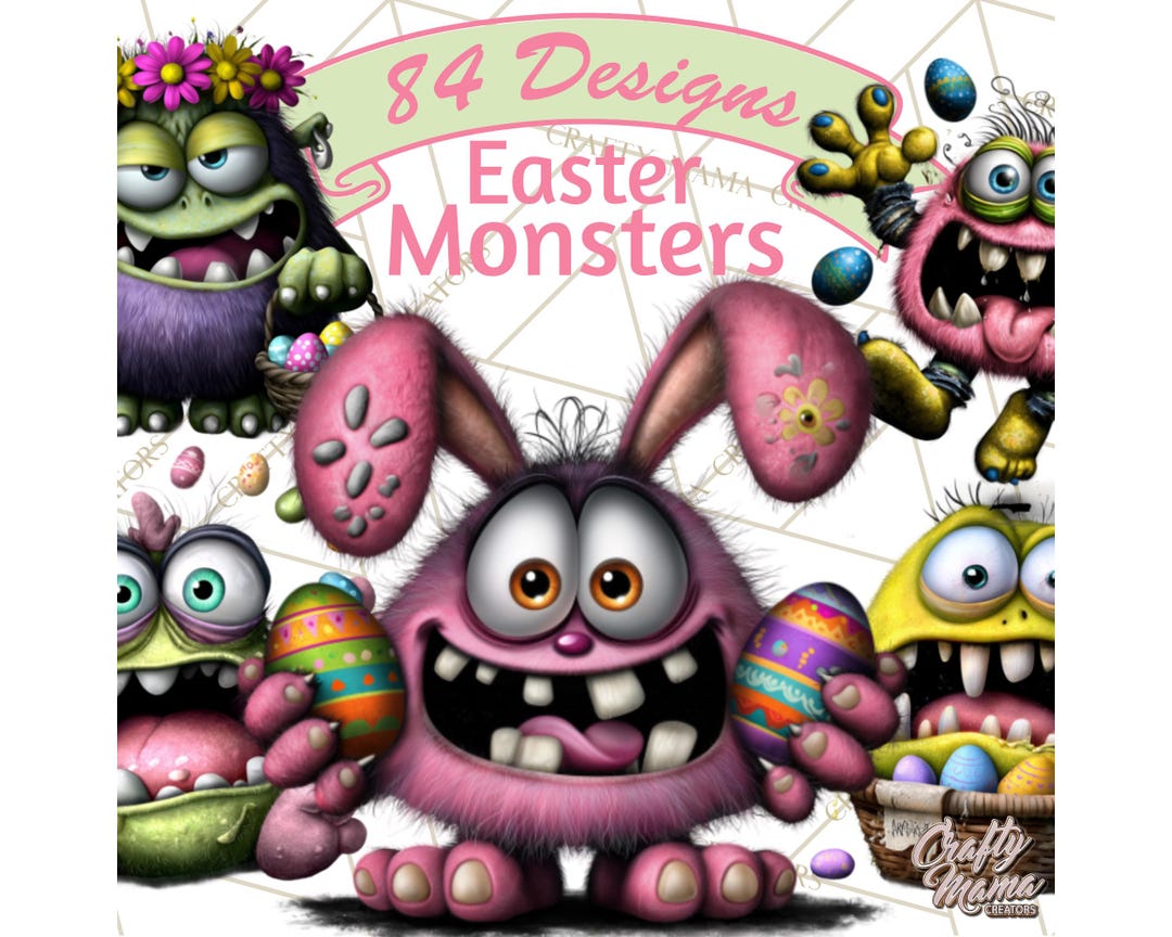 84 Easter Monsters Clipart, Monster Easter PNG, Funny Easter Monster ...