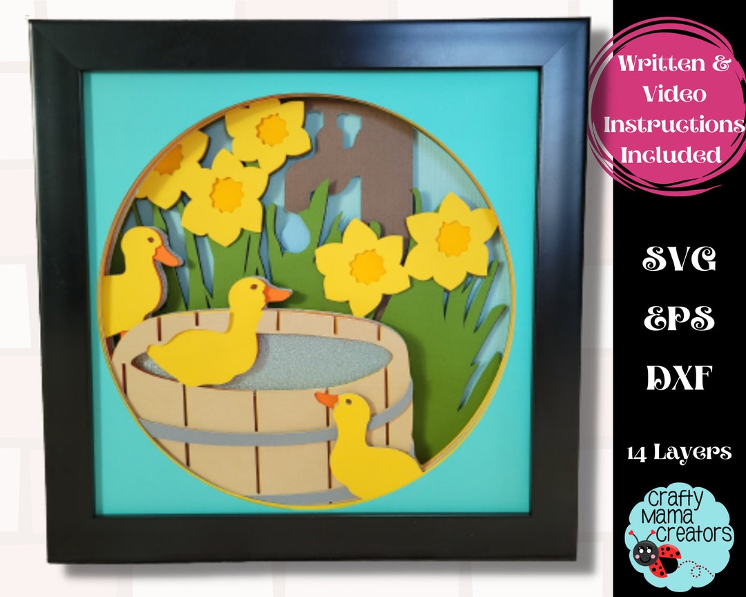 3D Duck Shadow Box Svg Spring Flowers Shadowbox Svg Spring - Etsy