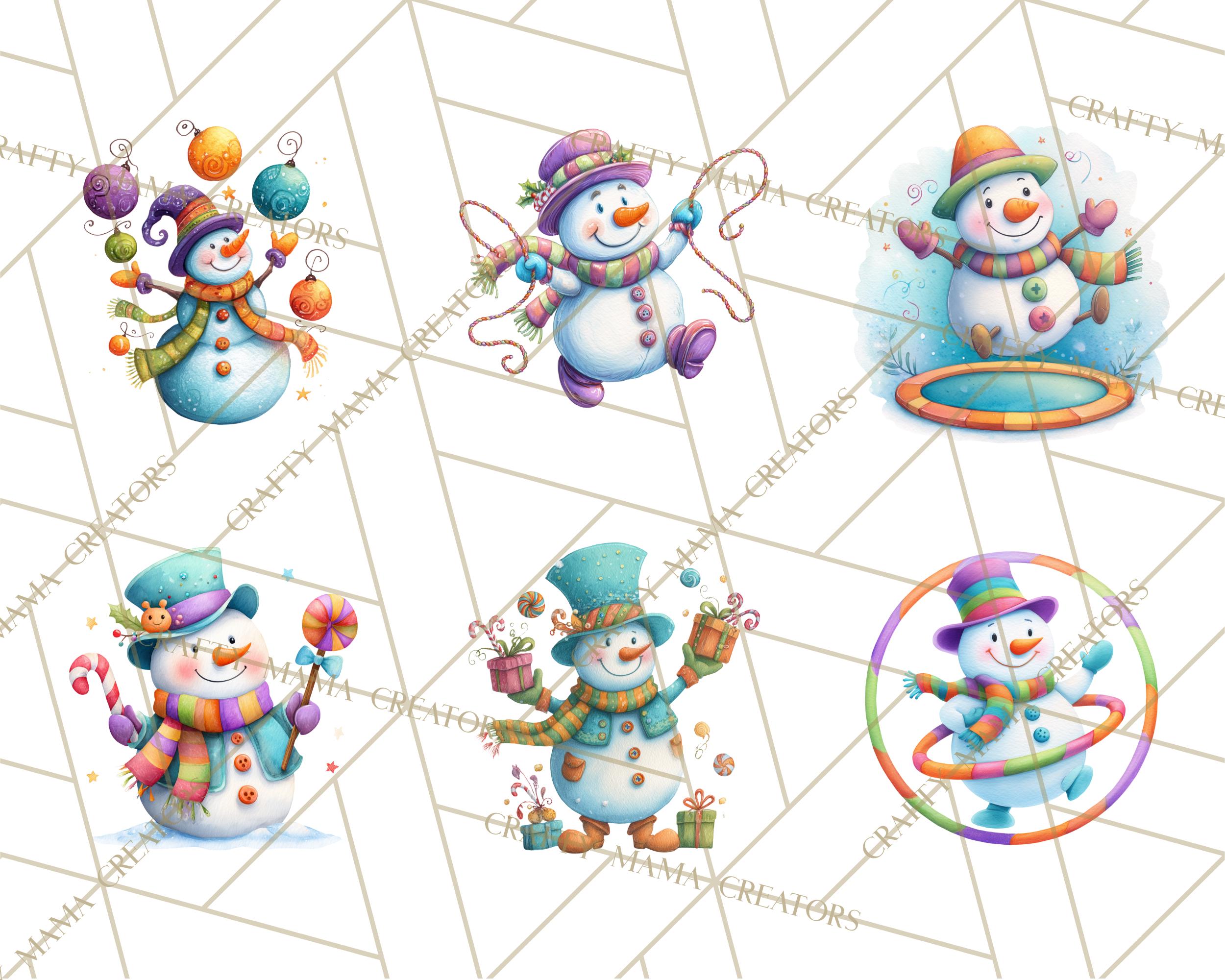 48 Png, Snowman Clipart, Whimsical Christmas Snowman PNG, Playful ...