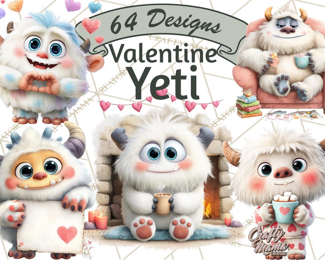 64 Png Valentine Yeti Clipart PNG, Cute Yeti With Hearts and Cocoa ...