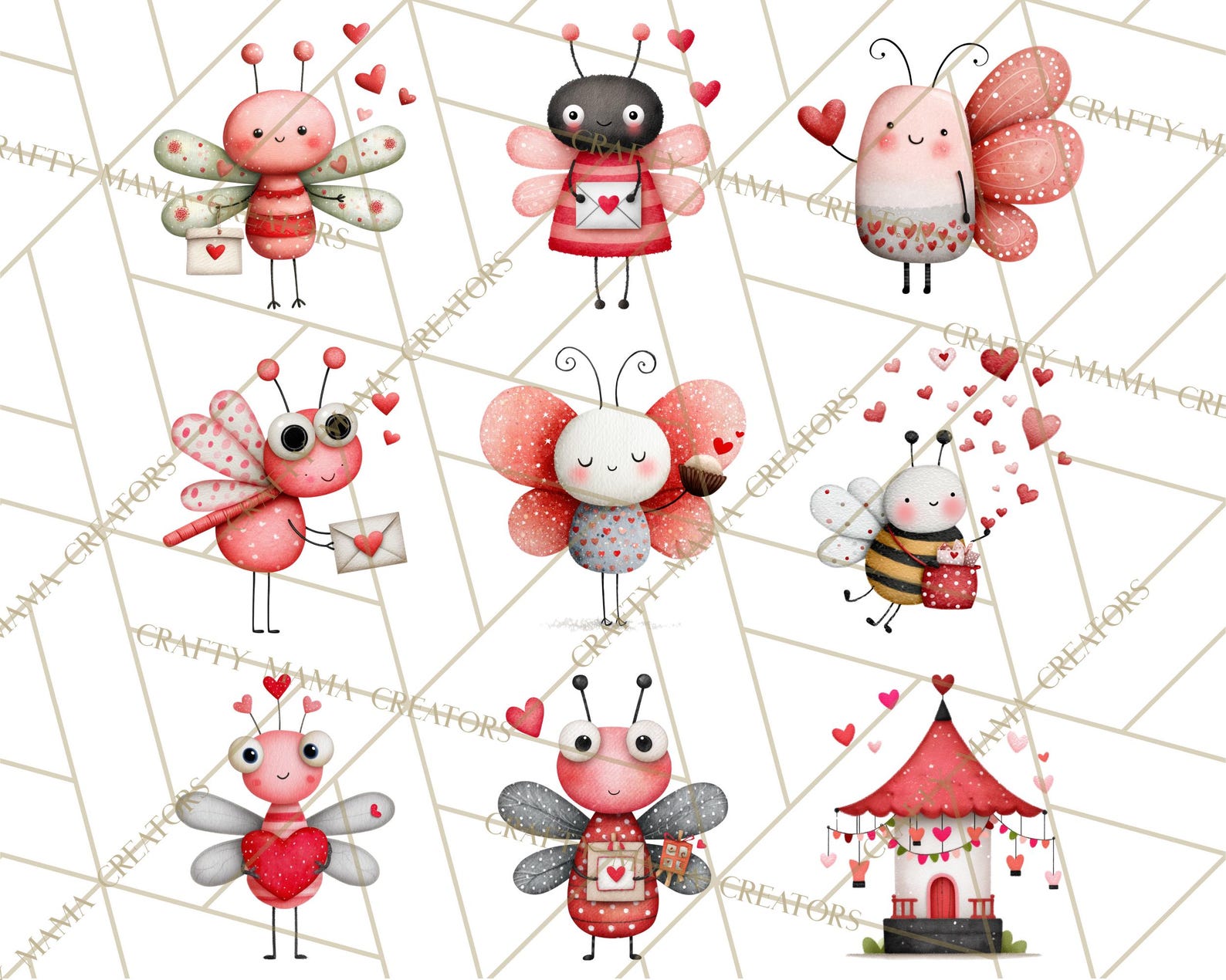 76 Png, Cute Valentine's Day Love Bug PNG Clipart, Whimsical Mini World ...