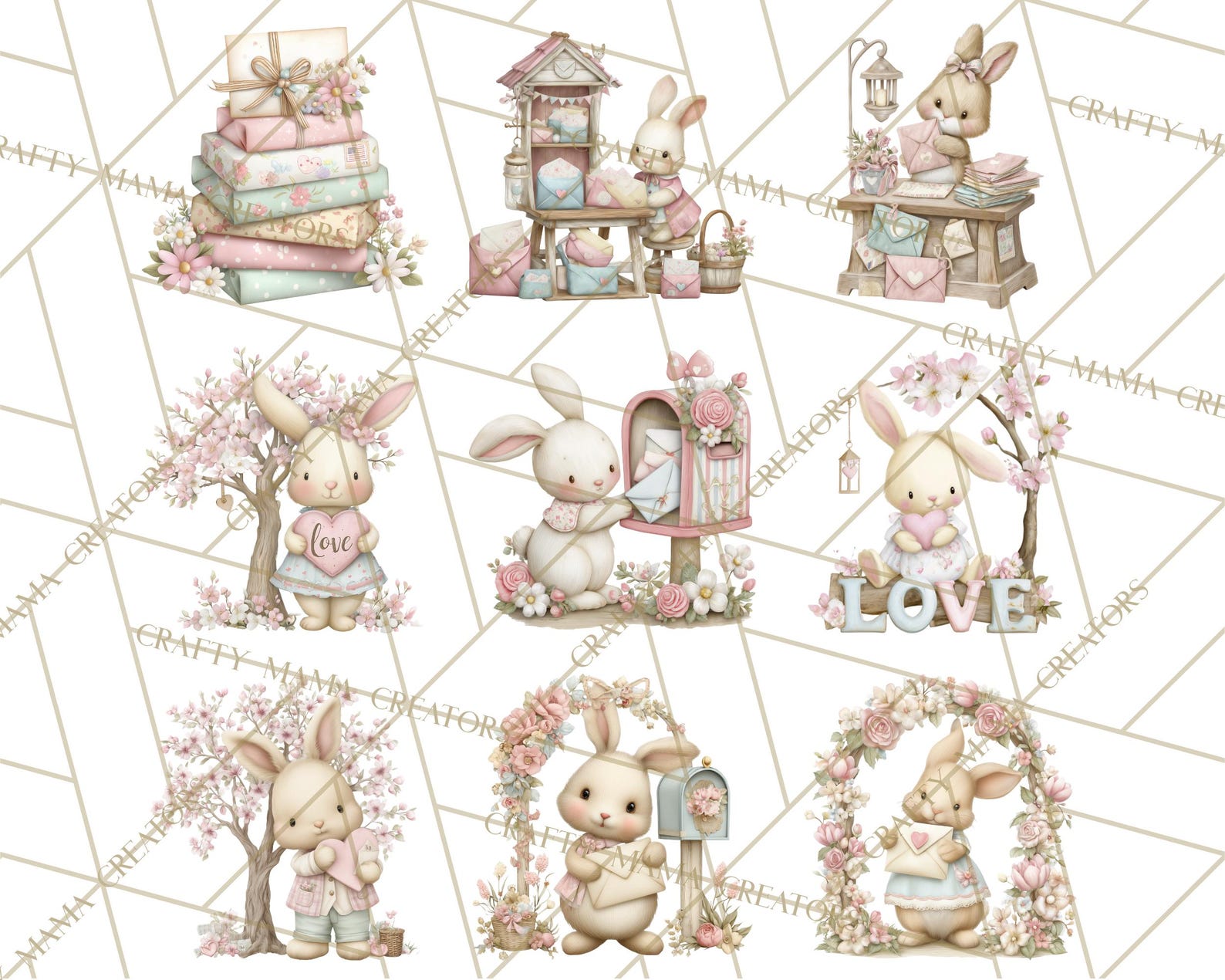 72 Png, Valentine Mail Clipart PNG, Whimsical Floral Post Office, Love ...