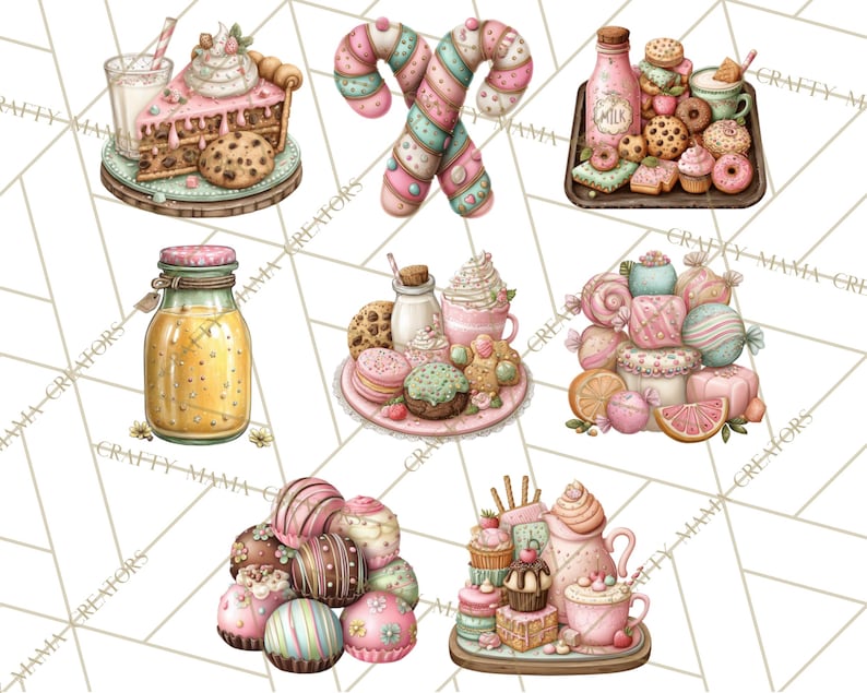 Milk and Cookies Clipart, Candy and Chocolate Clipart, Bakery Sweets ...