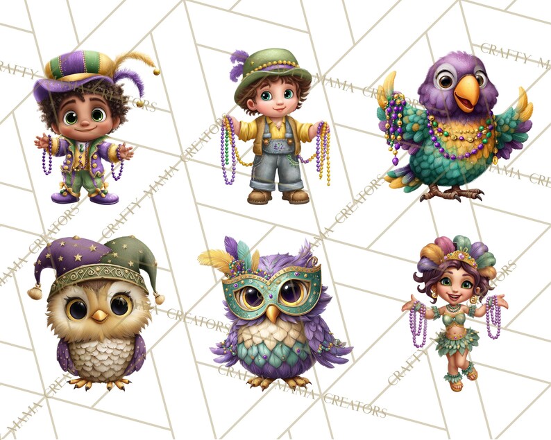 48 Png, Cute Mardi Gras Clipart, Mardi Gras Characters PNG, Kids ...