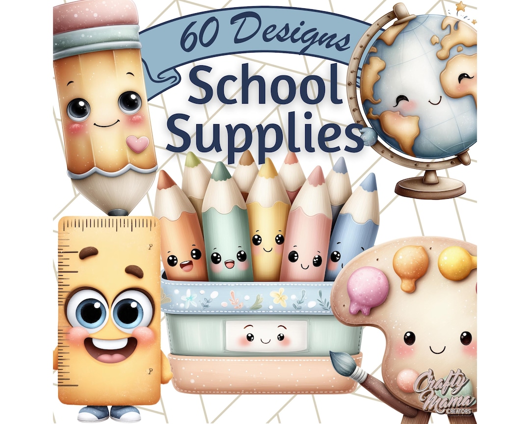 60 Png, Simple School Supplies Clipart, Cute Classroom Clip Art PNG ...