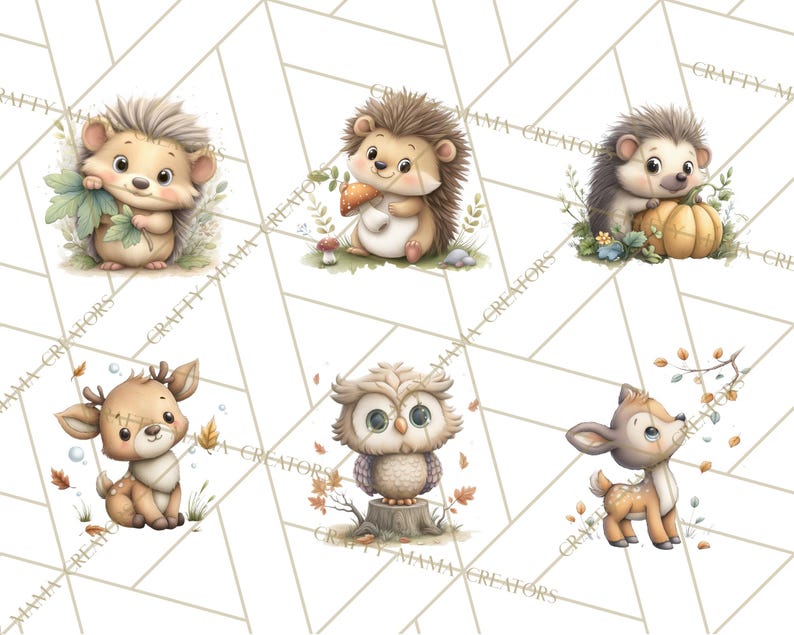 48 Png, Whimsical Woodland Animals Clipart, Cute Forest Creatures PNG ...