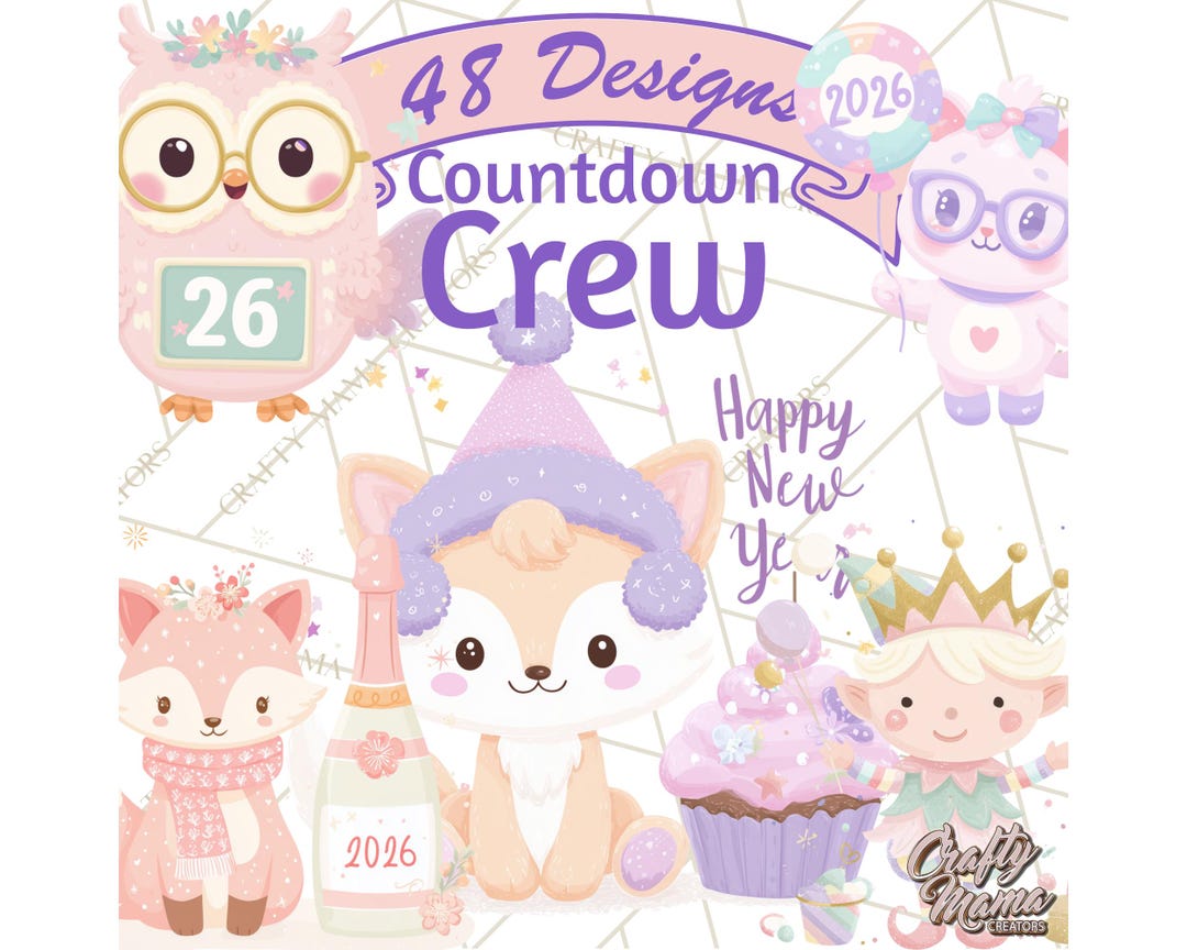 48 Png, New Year PNG Clipart, Countdown Characters, Party Hat Elves ...