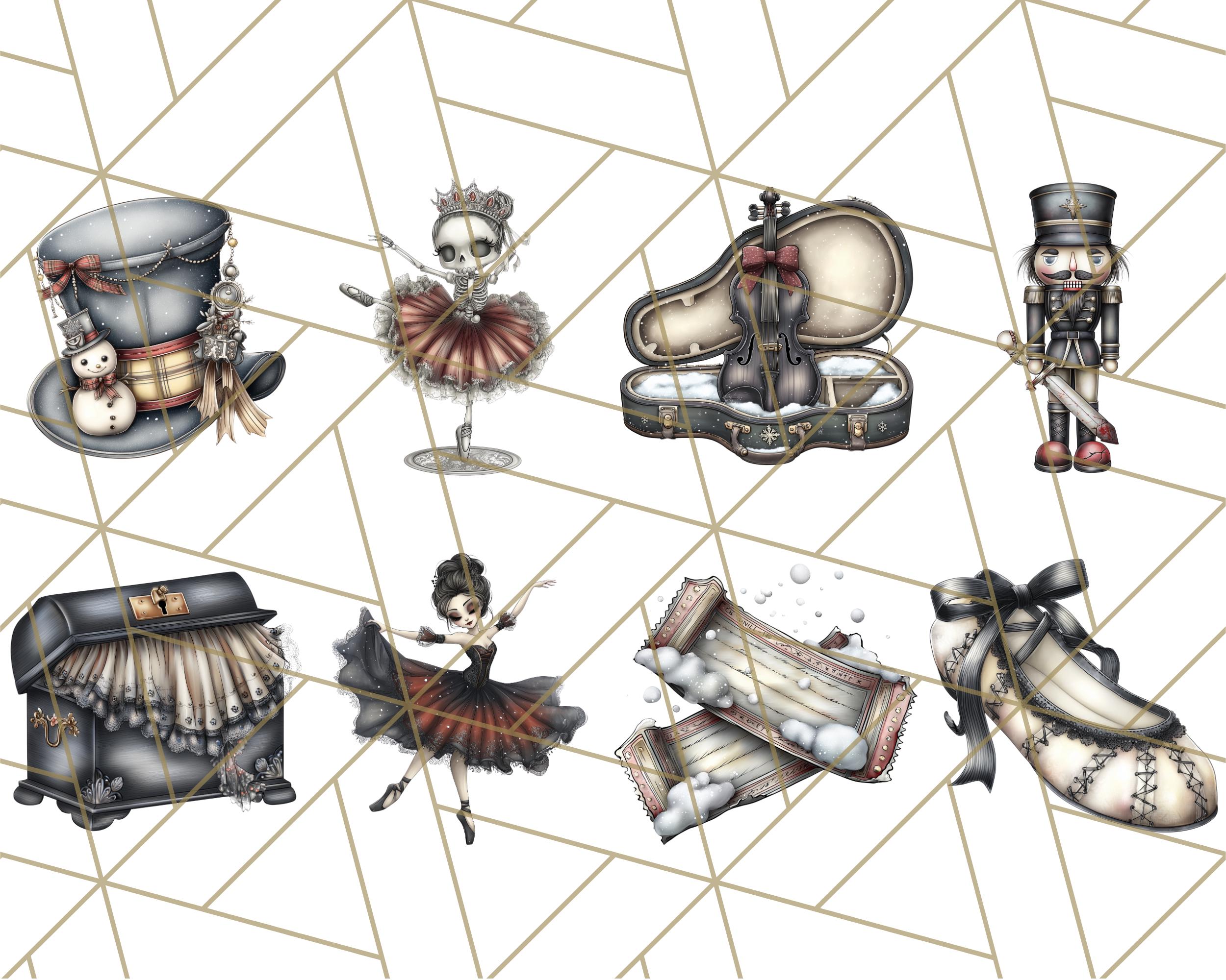 Dark Nutcracker Clipart PNG, Gothic Ballerina Art, Creepy Christmas ...