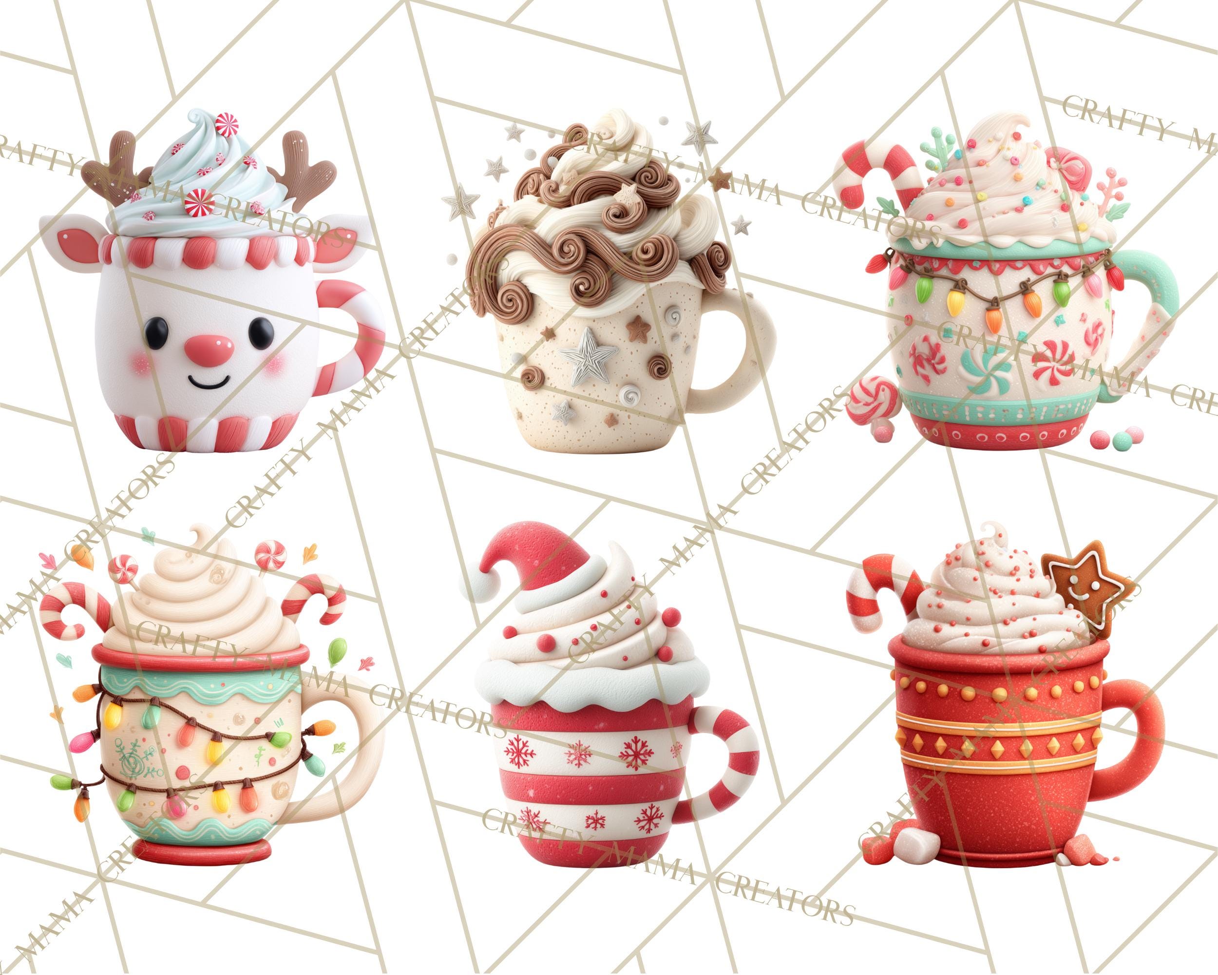 48 Png, Hot Cocoa PNG Clipart, Mugs With Marshmallows, Whipped Cream ...