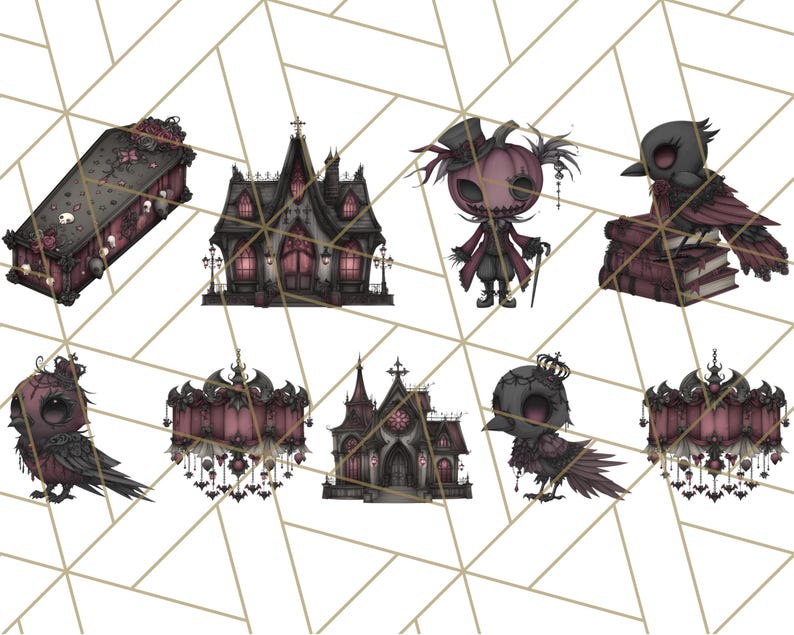 Gothic Halloween Clipart, Dark Aesthetic Halloween Clip Art, Gothic ...