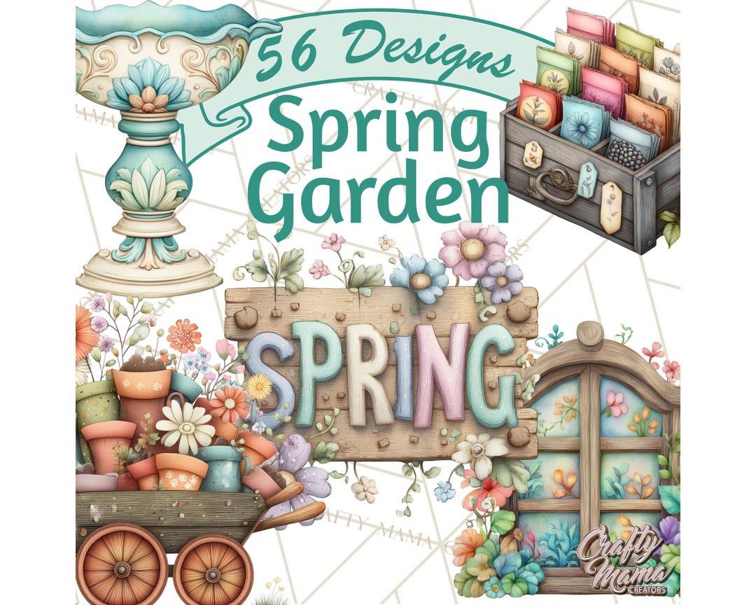 56 Png, Spring Garden Clipart, Garden Tools Clip Art PNG, Watercolor ...