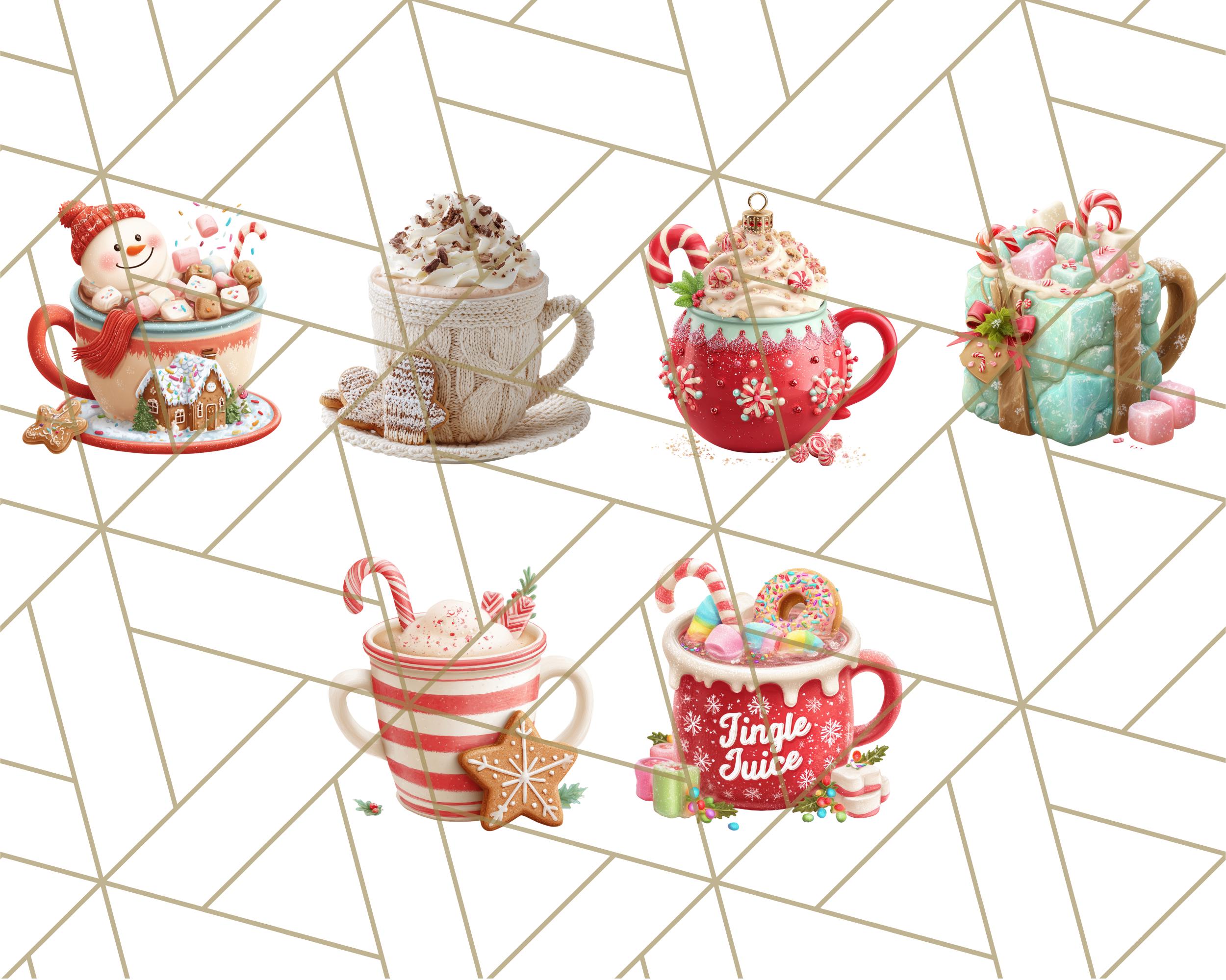 Christmas Coffee Mugs Clipart 60 PNG Files, Festive Holiday Cups, Cozy ...