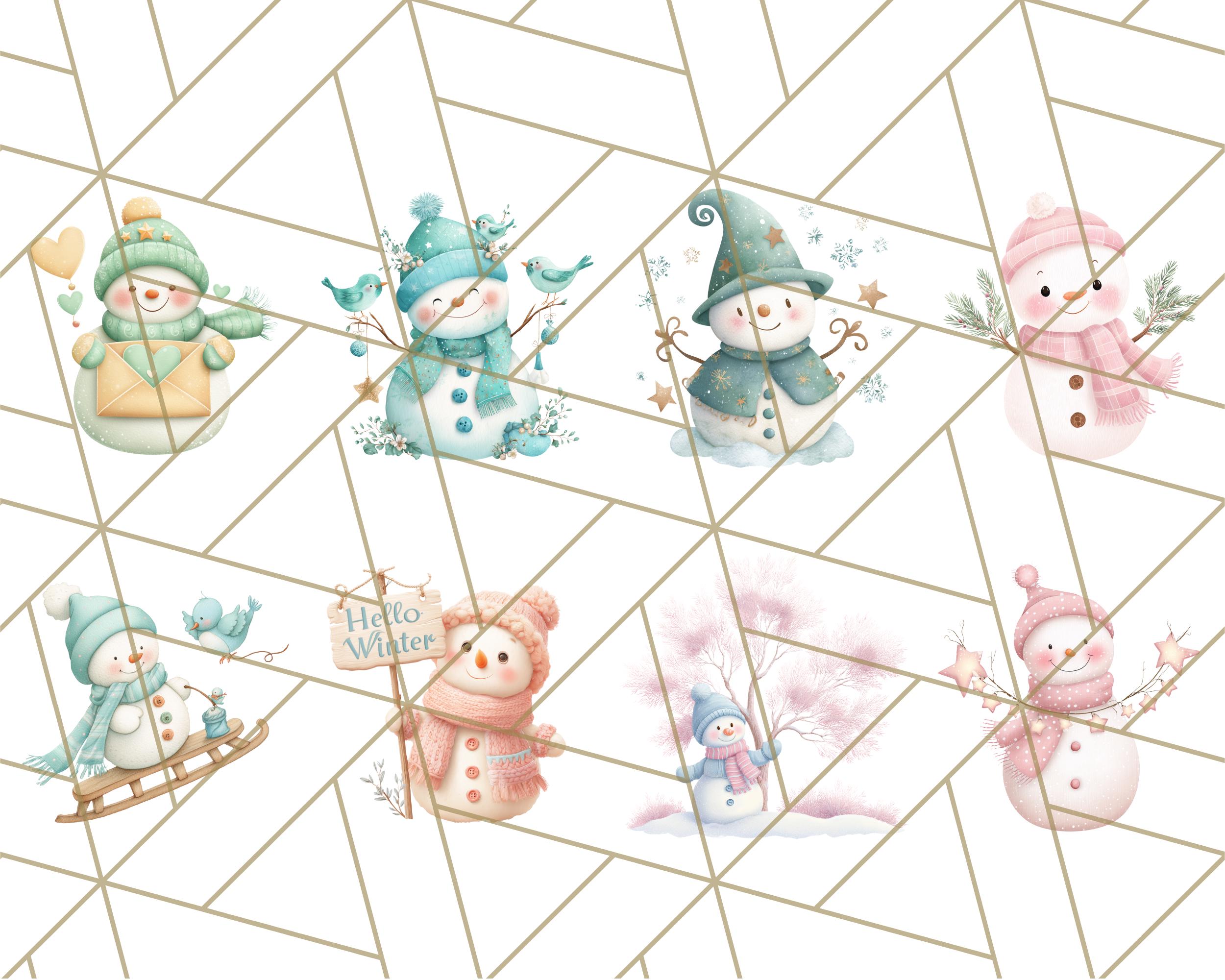 48 Png, Cute Snowman Clipart, Pastel Snowmen PNG, Winter Snowman Clip ...