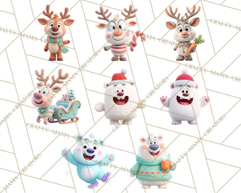 60 Png, Christmas Clipart PNG, Festive Holiday, Cute Santa Reindeer ...