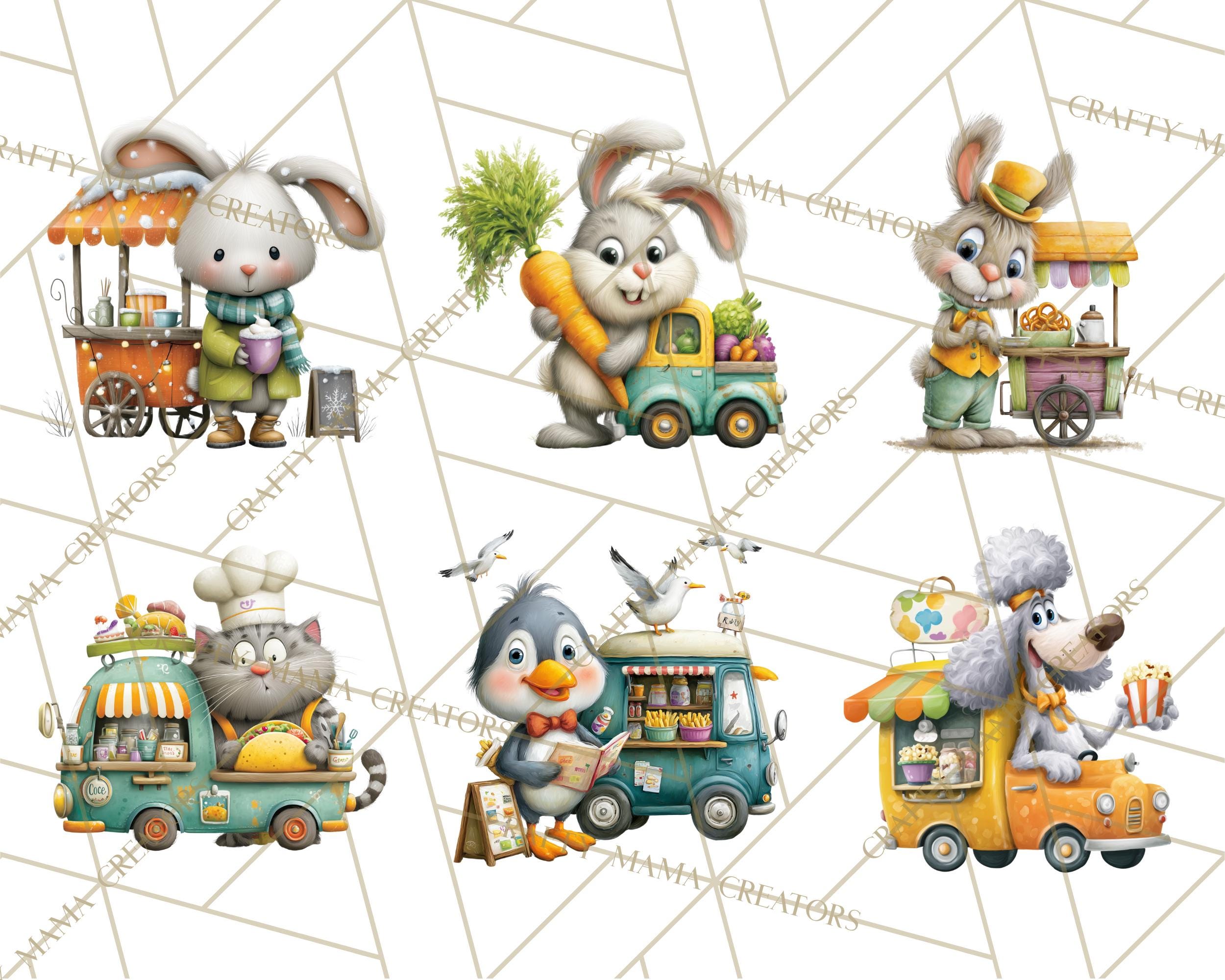 48 Png, Whimsical Food Truck Clipart PNG, Cute Foodie Friends Clip Art ...