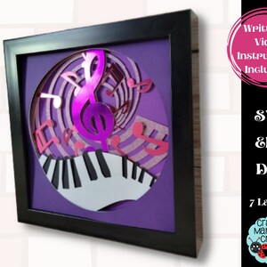 3D Piano Shadow Box Svg, Music Notes Svg Shadowbox, Piano Svg 3D ...