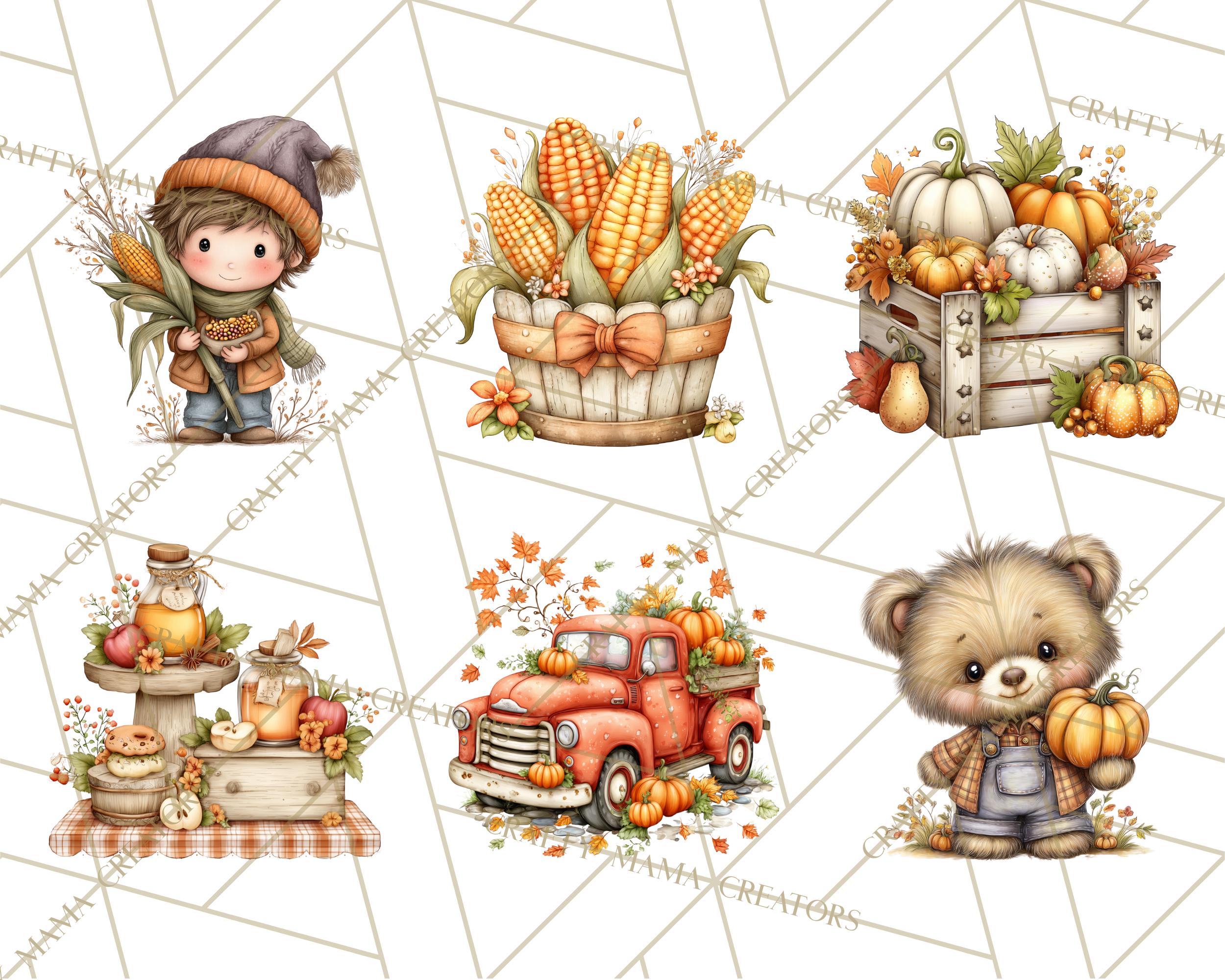 48 Png, Pumpkin Patch Pals Clipart, Fall Farm Clip Art, Autumn Kids PNG ...