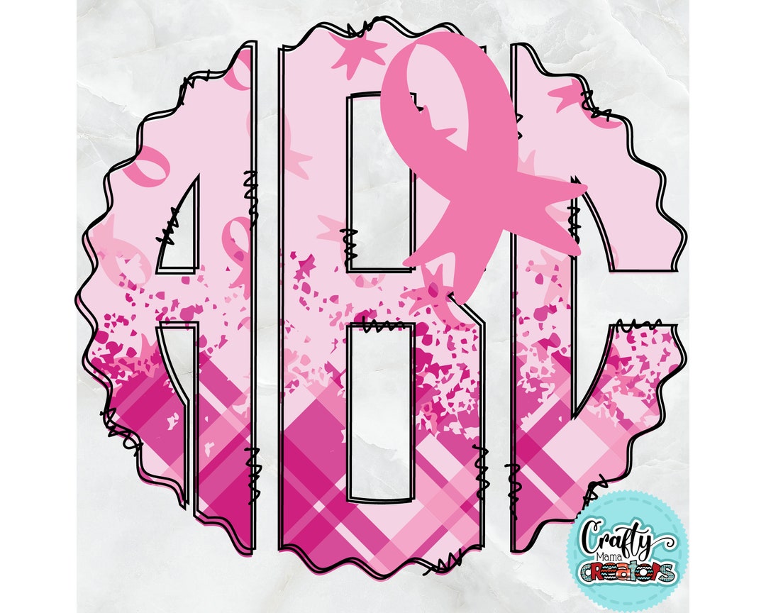Breast Cancer Awareness Monogram Letters PNG Files, Pink Doodle ...