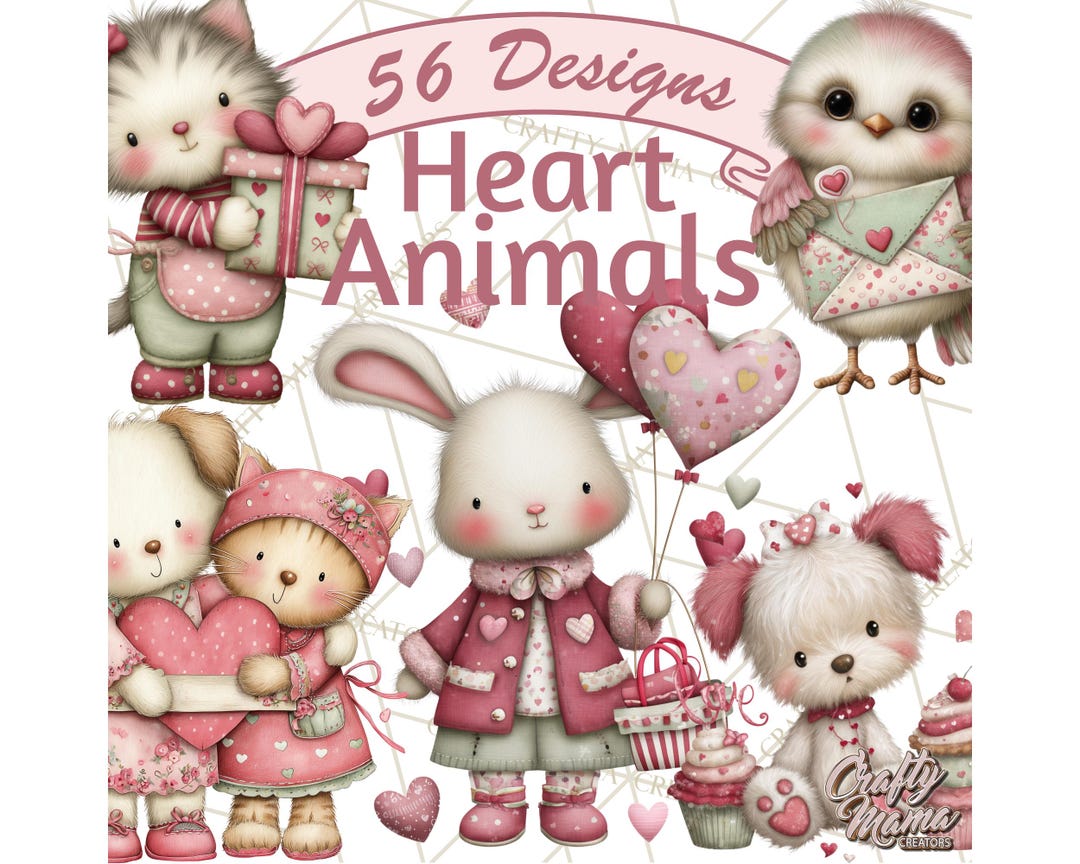 56 Png Valentine Animal Clipart PNG, Cute Critters Hearts, Puppies ...