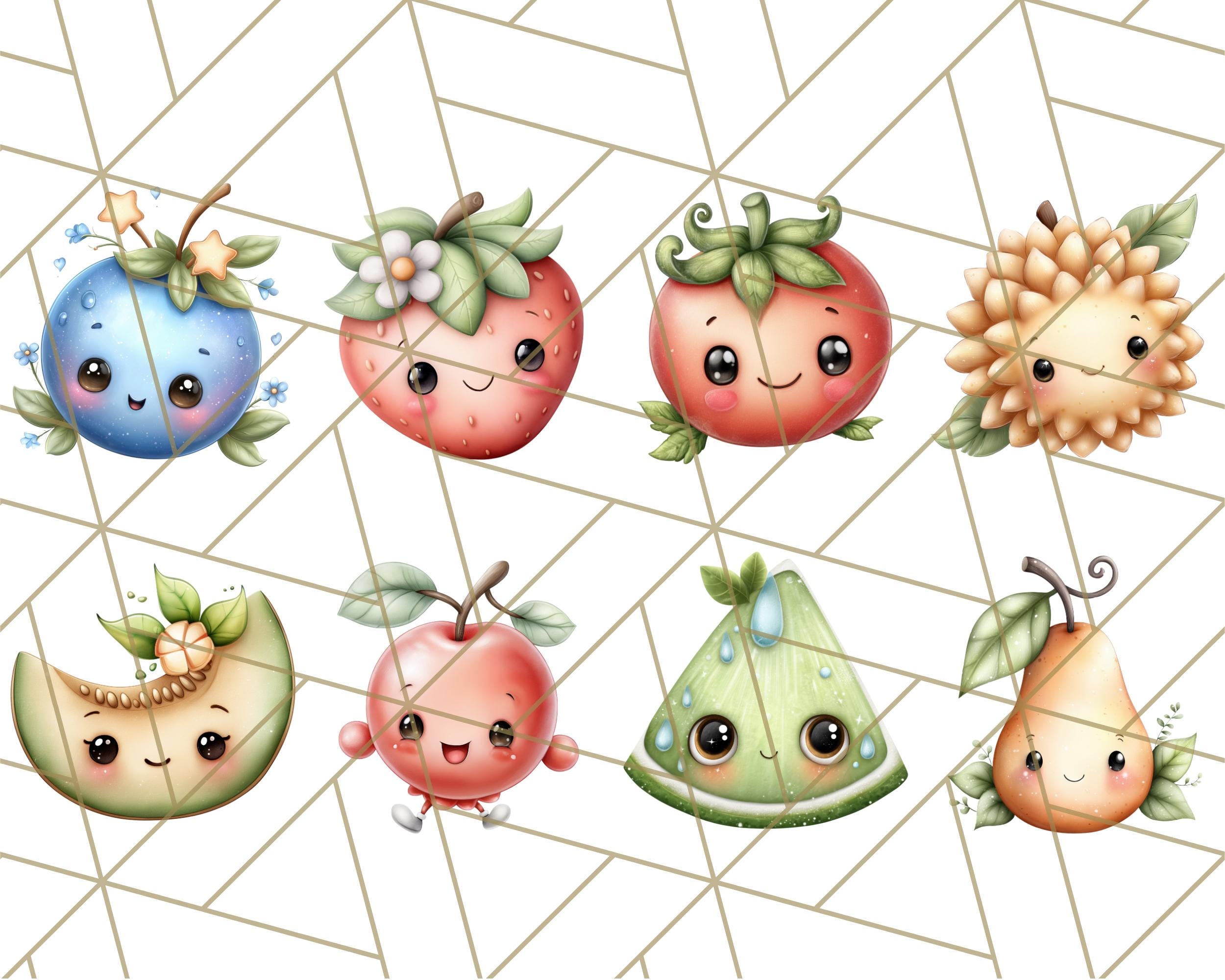 48 Png, Fruit Doodles Clipart, Cute Cartoon Fruit PNG, Kawaii ...