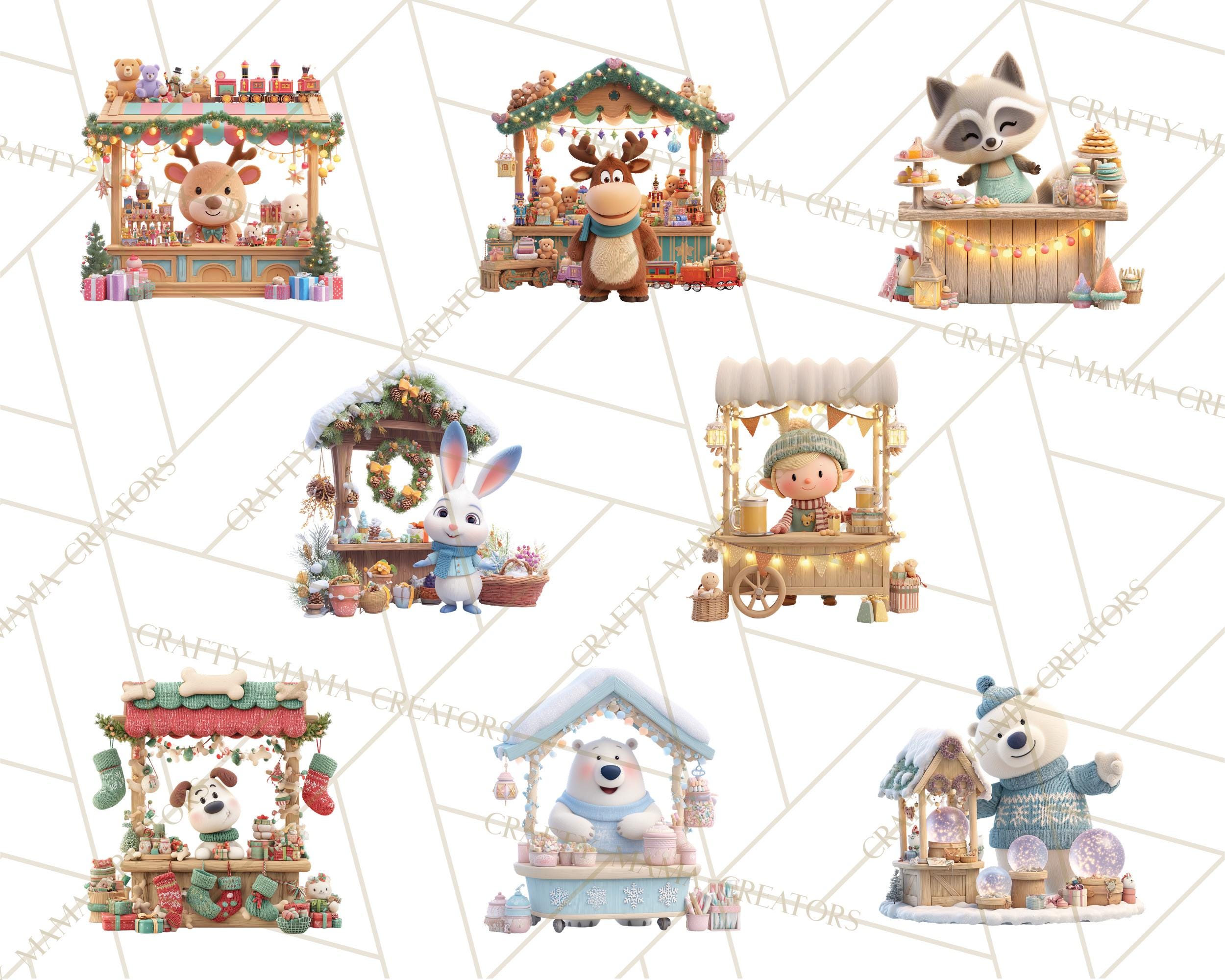 60 Png Christmas Market Stall Clipart PNG, Cute Holiday Shop Scene Pngs ...