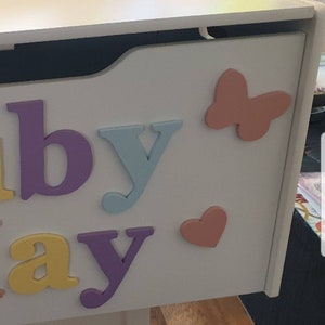 Name, Hearts and Butterly Shaped Embellishments, Toy Box, Toy Box ...