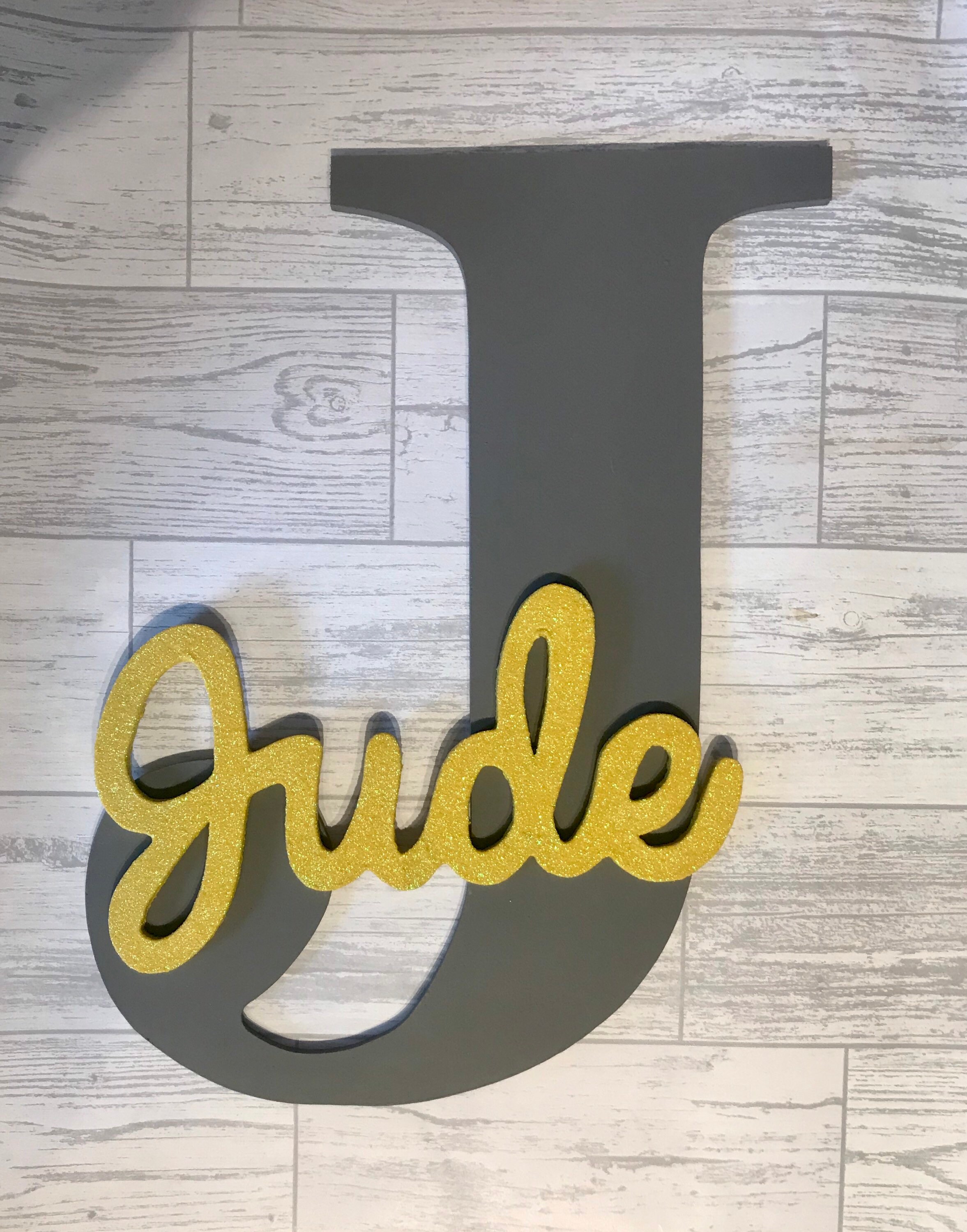 Personalised letters 6mm MDF painted with a glittered name | Etsy