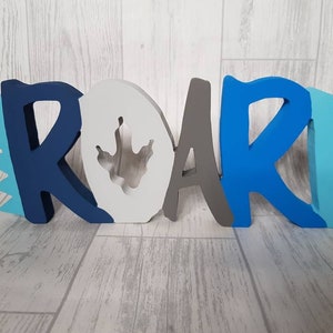 Roar!, Dinosaur, Wooden Sign, Dino Letters, Freestanding Bedroom Decor ...