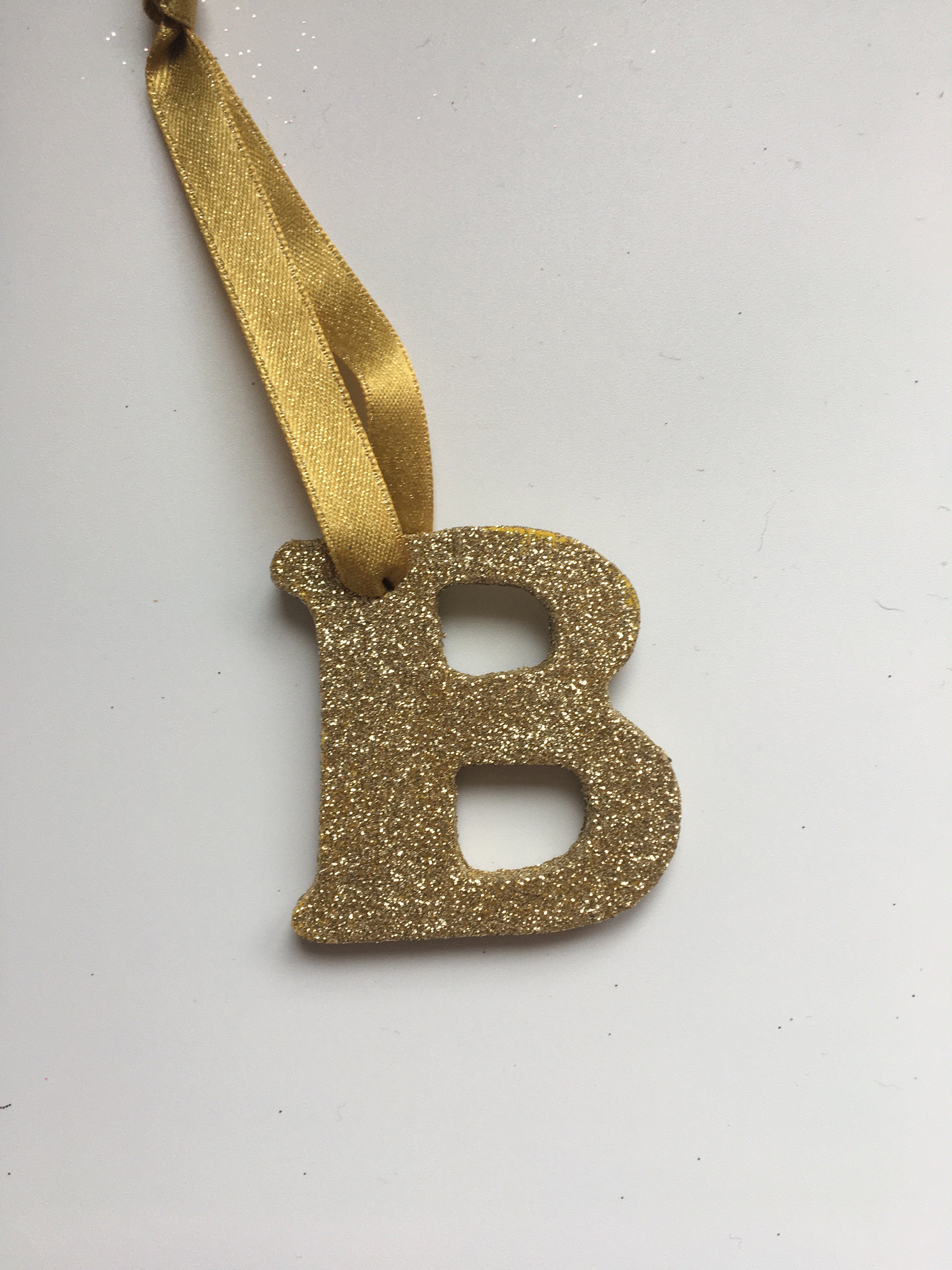 Glittered Initials Christmas Tree. Matching Ribbon Wooden - Etsy UK