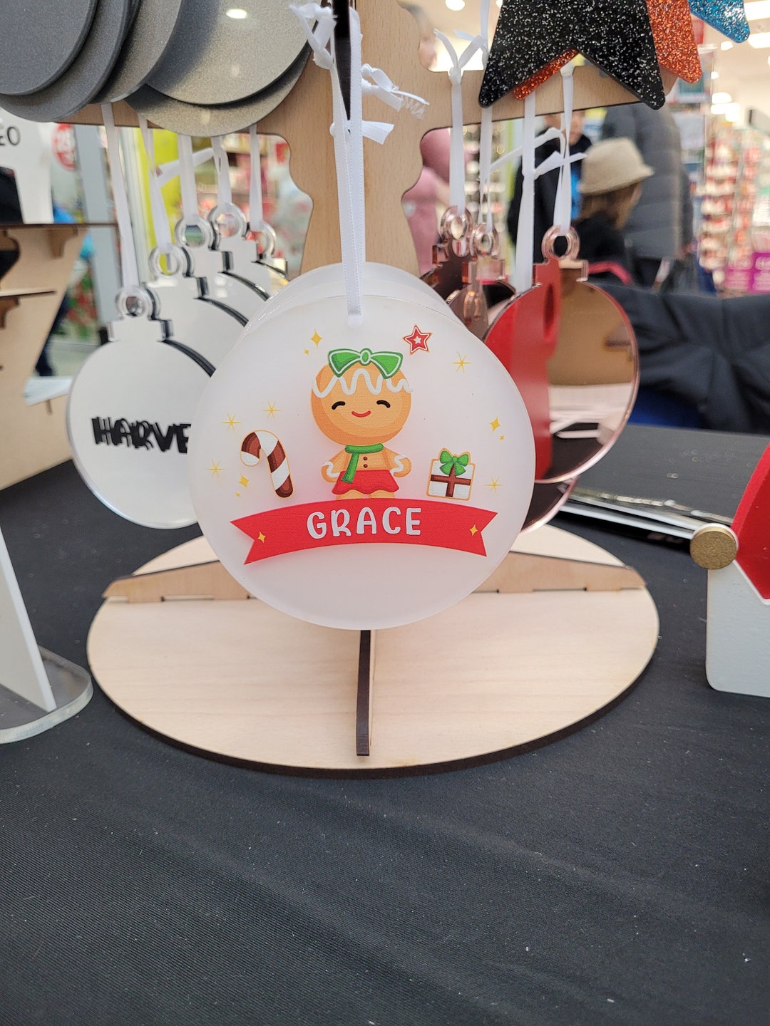 Personalised Christmas Gingerbread Man Lady Bauble . 10cm, Personalised ...