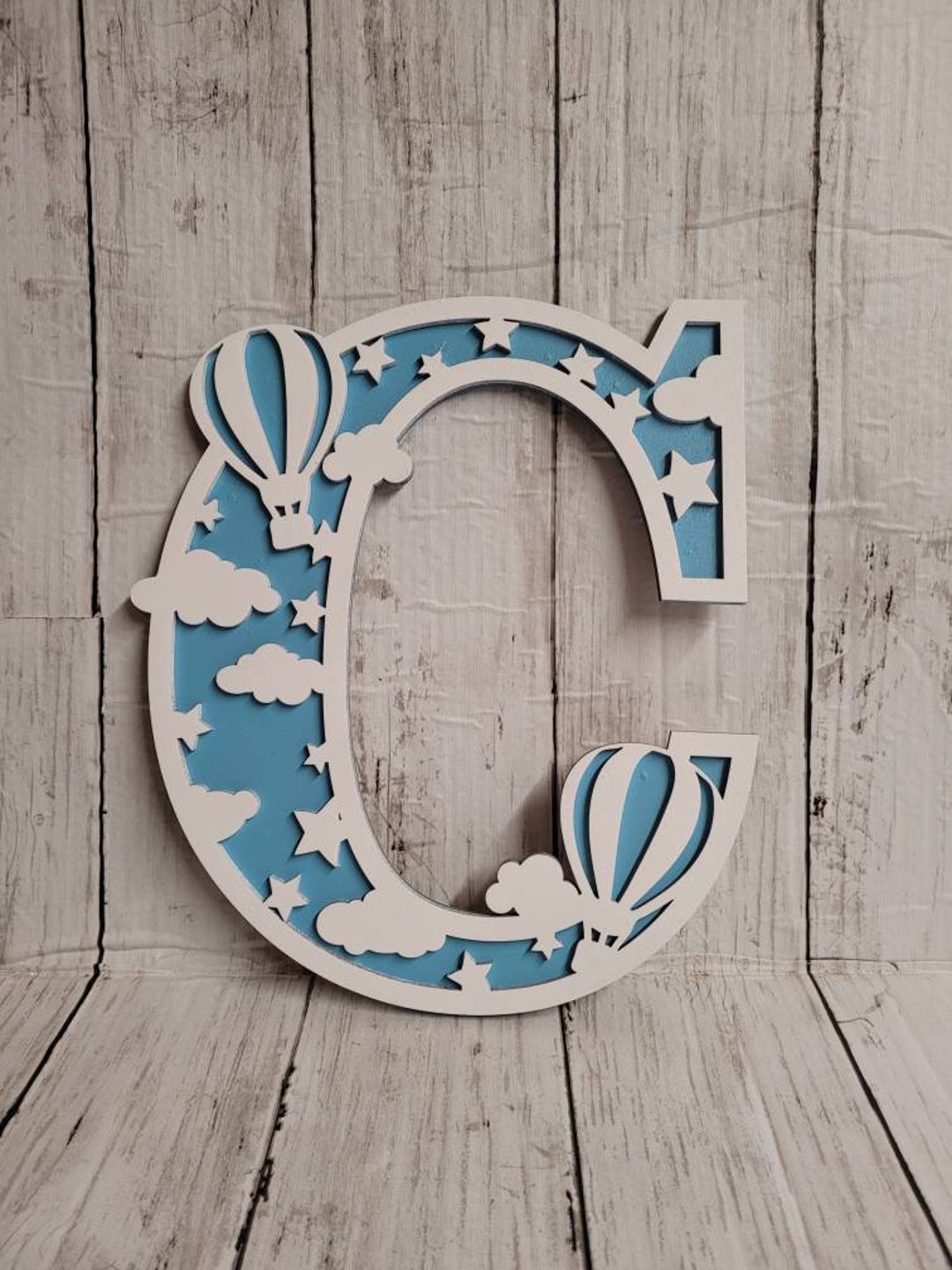 Wall Hanging 3D Design Mdf Letter, Hot Air Balloons, 6mm MDF, 15cm 35cm ...