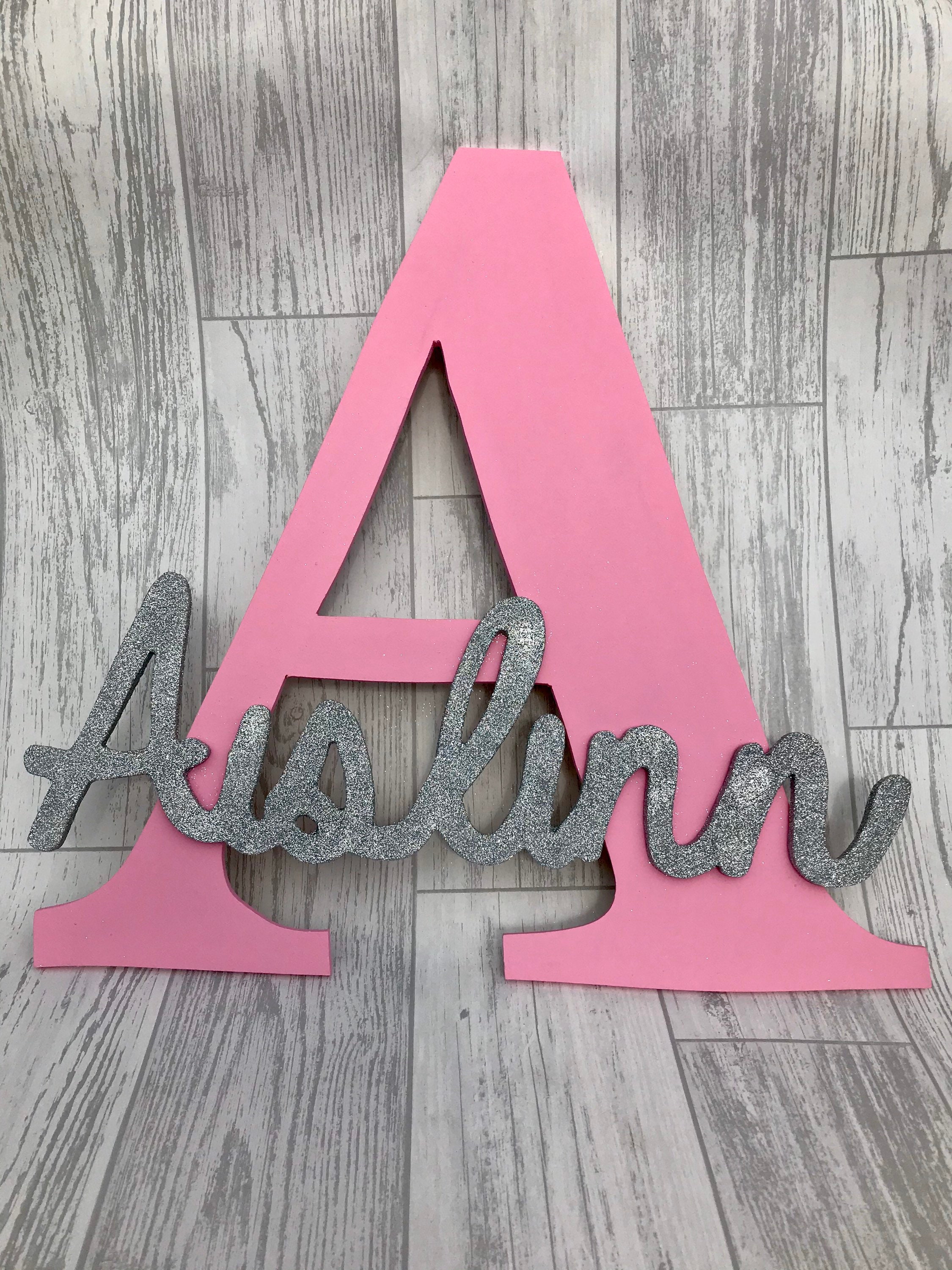 Personalised Letters 6mm MDF Painted With a Glittered Name | Etsy