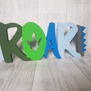 Roar!, Dinosaur, Wooden Sign, Dino Letters, Freestanding Bedroom Decor ...