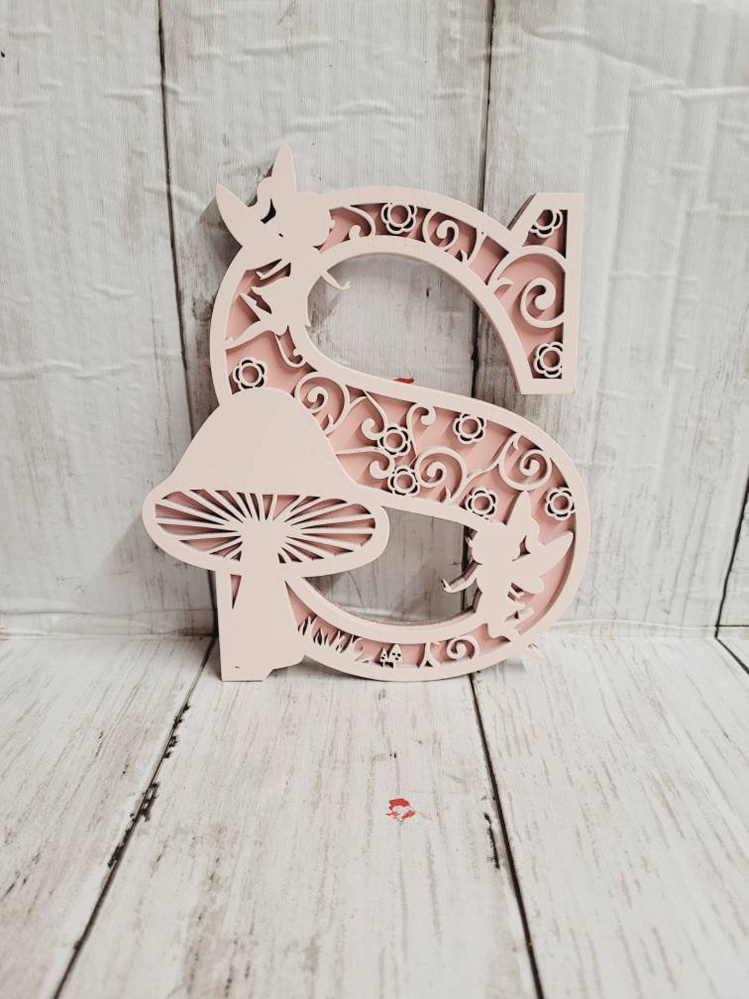 Wall Hanging 3D Design Mdf Letter, Fairy and Toadstool, Spring Flowers ...