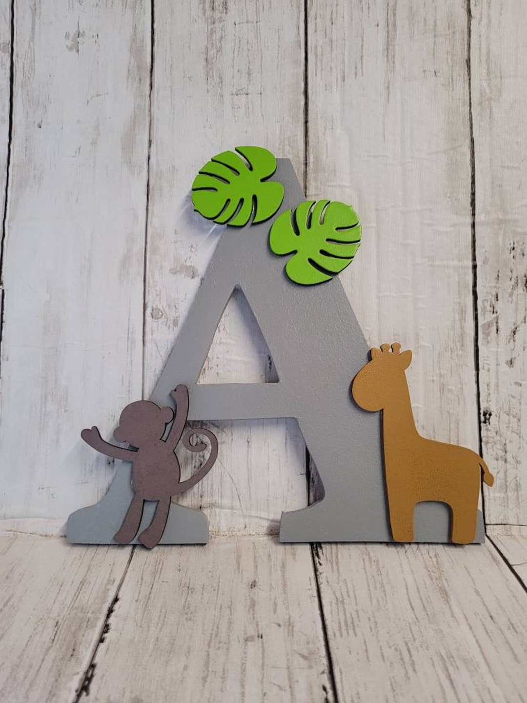 Freestanding Safari Animal and Leaf Theme Letters, Shelfies, 15cm 20cm ...