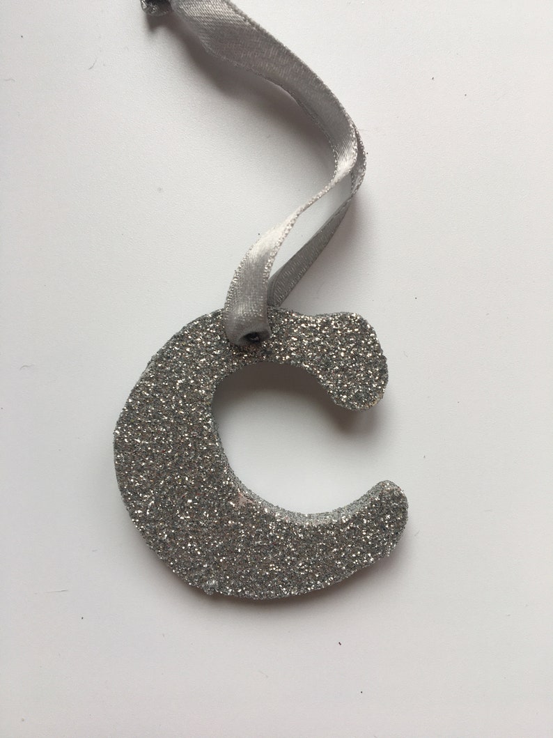 Glittered Initials Christmas Tree. Matching Ribbon Wooden - Etsy UK