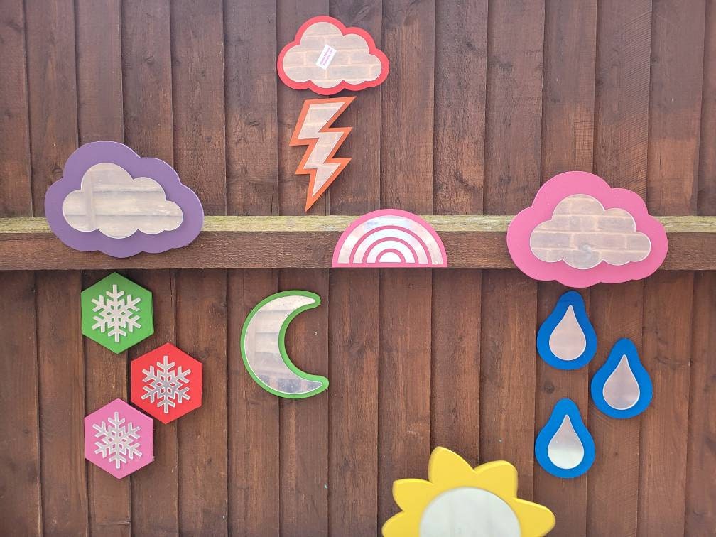 Set of Weather Sensory Mirrors Shapes Sun Cloud Snowflake - Etsy UK