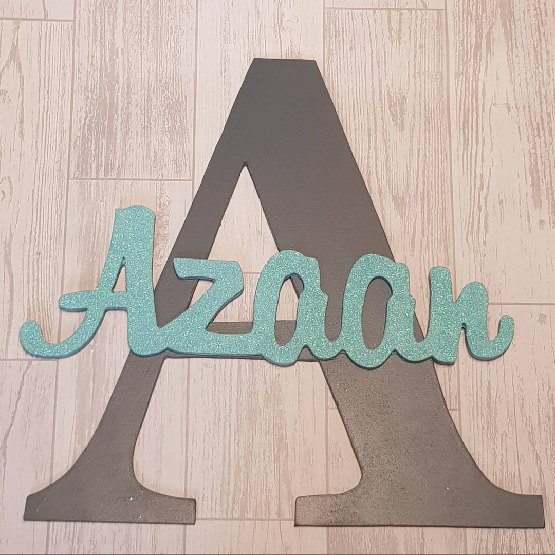 Personalised Letters, 6mm MDF, Painted With a Glittered Name, 50cm Tall ...