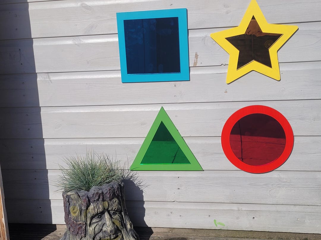 Set of ACRYLIC Sensory Mirrors, Shapes, Coloured Mirrors, Triangle ...