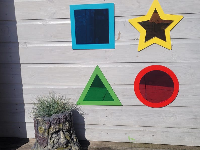 Set of ACRYLIC Sensory Mirrors, Shapes, Coloured Mirrors, Triangle ...