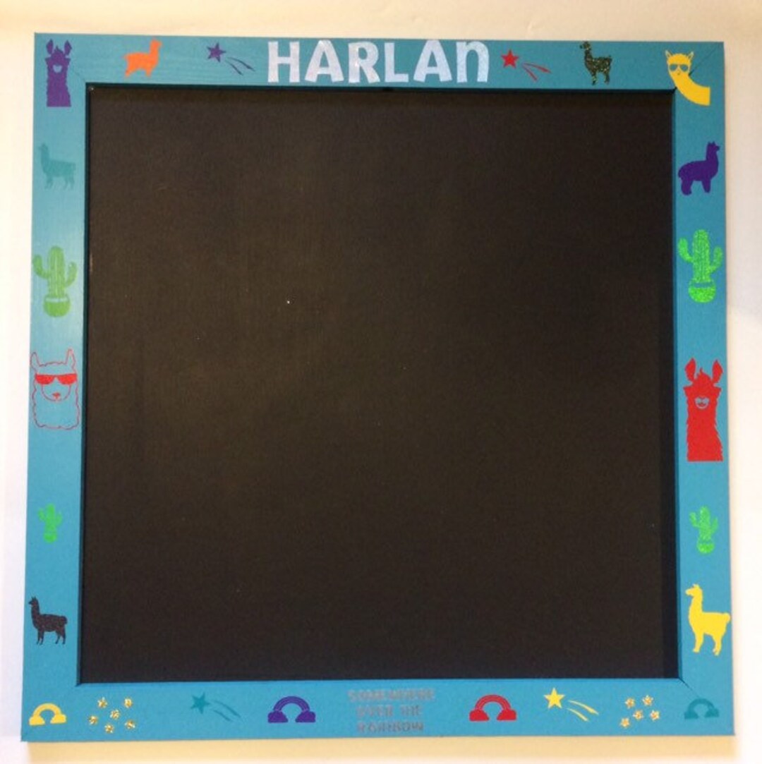 Llama Theme, Framed Chalkboard, Personalised With Vinyl Decals, Bedroom ...