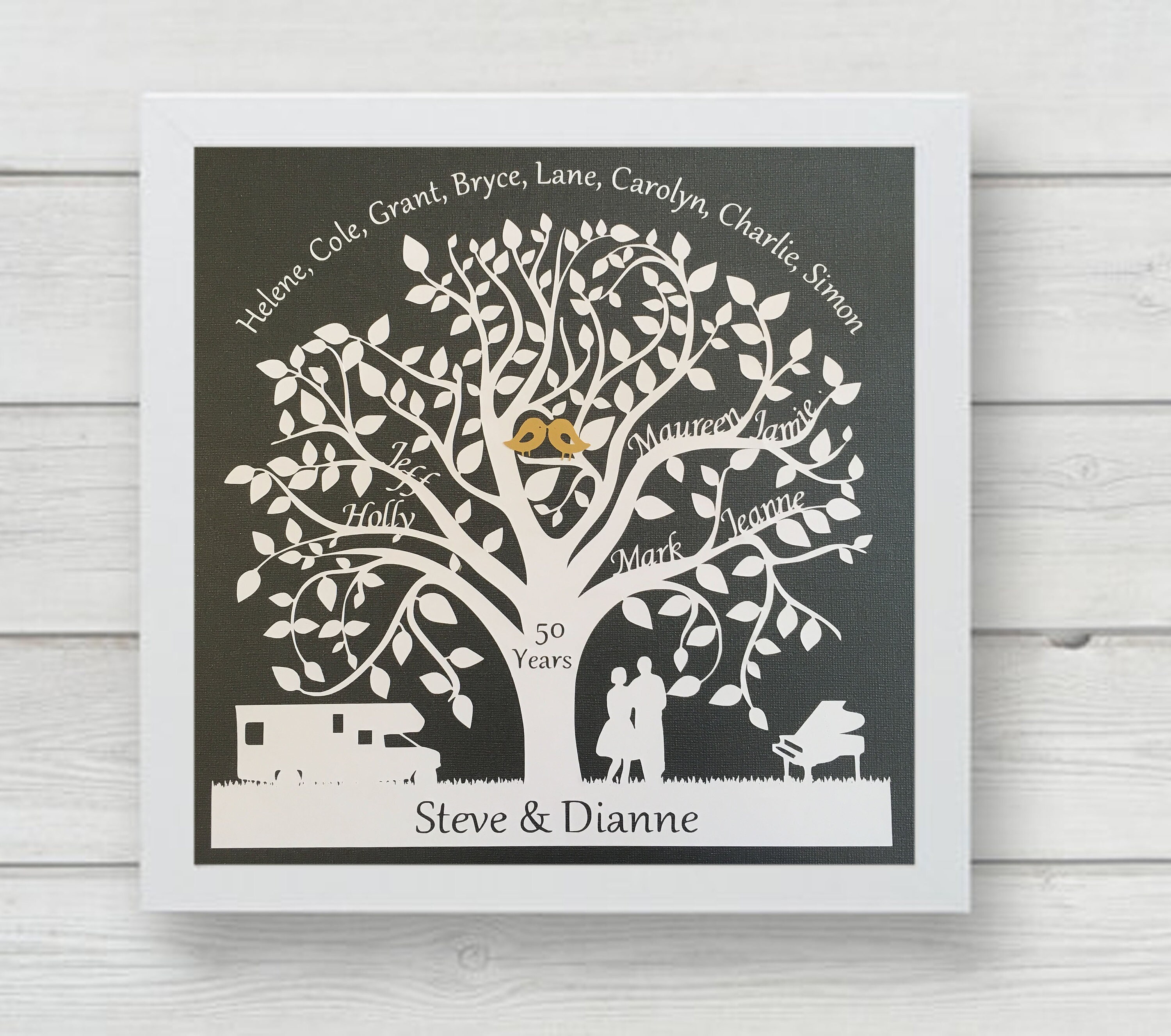 Personalised Papercut Family Tree With Family Members and Hobbies - Etsy
